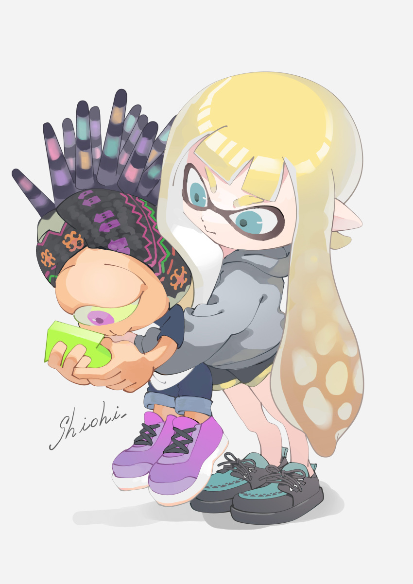 Safebooru - 1boy 1girl absurdres aqua shoes artist name bandana blonde ...