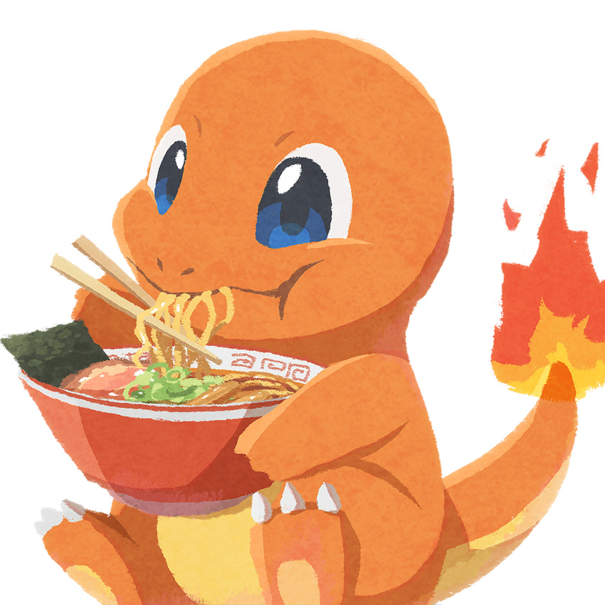 Safebooru - blue eyes bowl charmander chopsticks colored skin ...