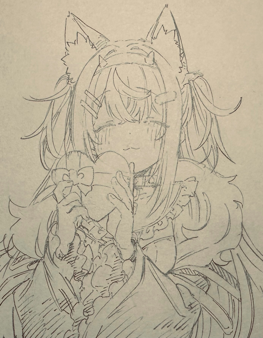 Safebooru - 1girl :3 ^ ^ abara heiki animal ear fluff animal ears bandaid bandaid hair ornament ...