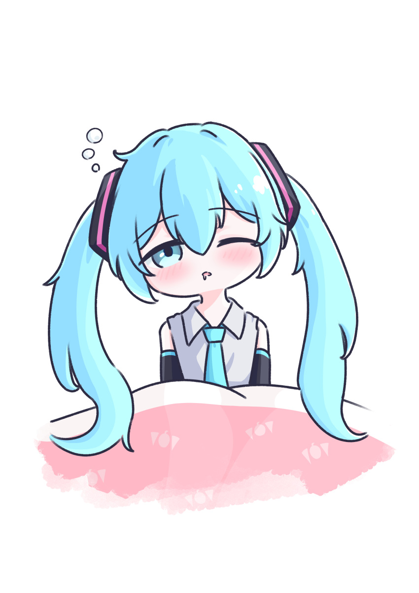 Safebooru - 1girl absurdres aqua hair aqua necktie blush collared shirt cott (cott 5) detached ...