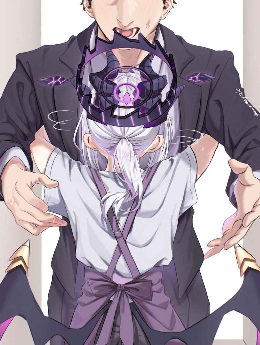 Safebooru - 1boy 1girl absurdres alternate costume alternate hairstyle apron artist name asupa ...