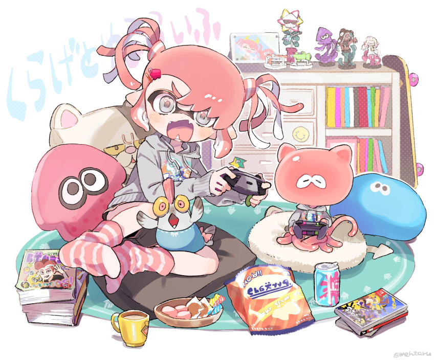 Safebooru - 1girl amezawa koma amiibo bag of chips black shorts can ...