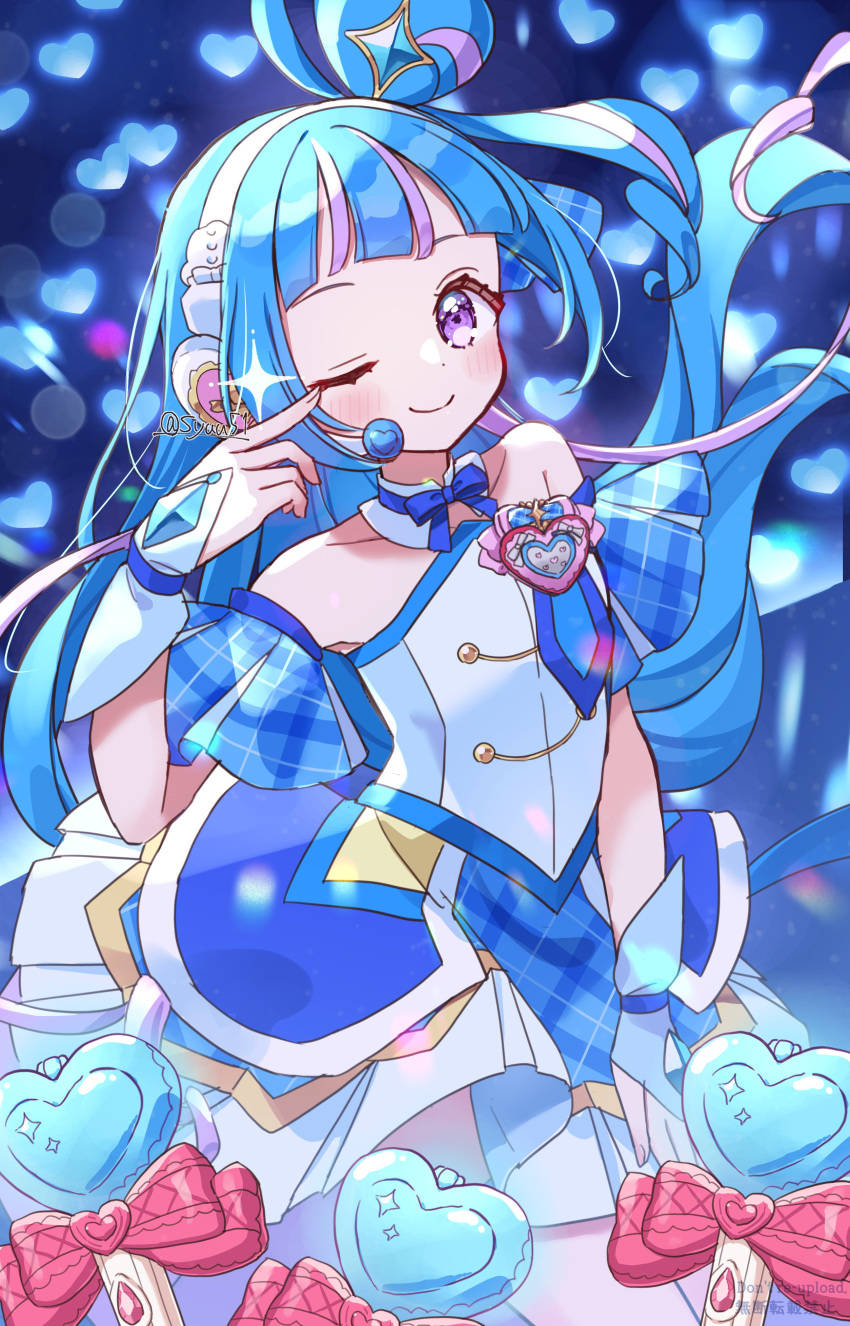 Safebooru - 1girl absurdres aokaze nana blue bow blue bowtie blue hair ...