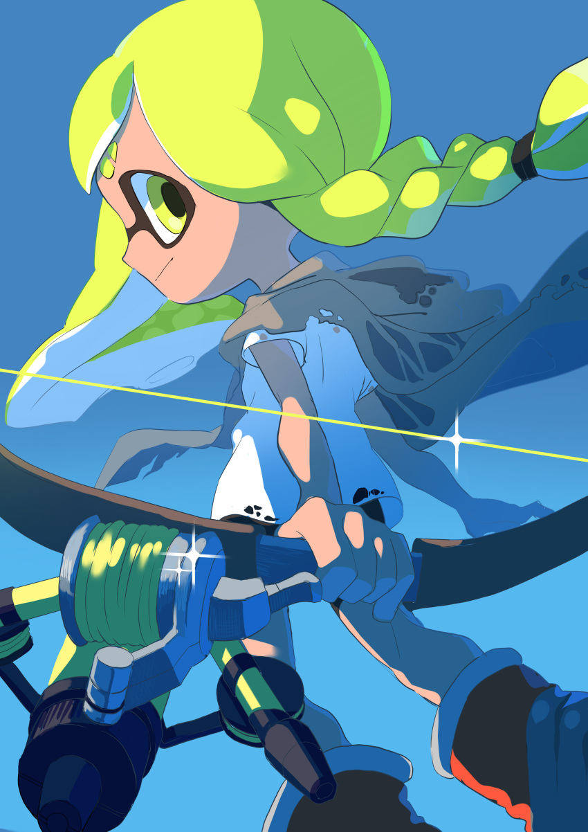 Safebooru - 1girl absurdres agent 3 (splatoon 3) arms behind back black shorts blonde hair blue ...