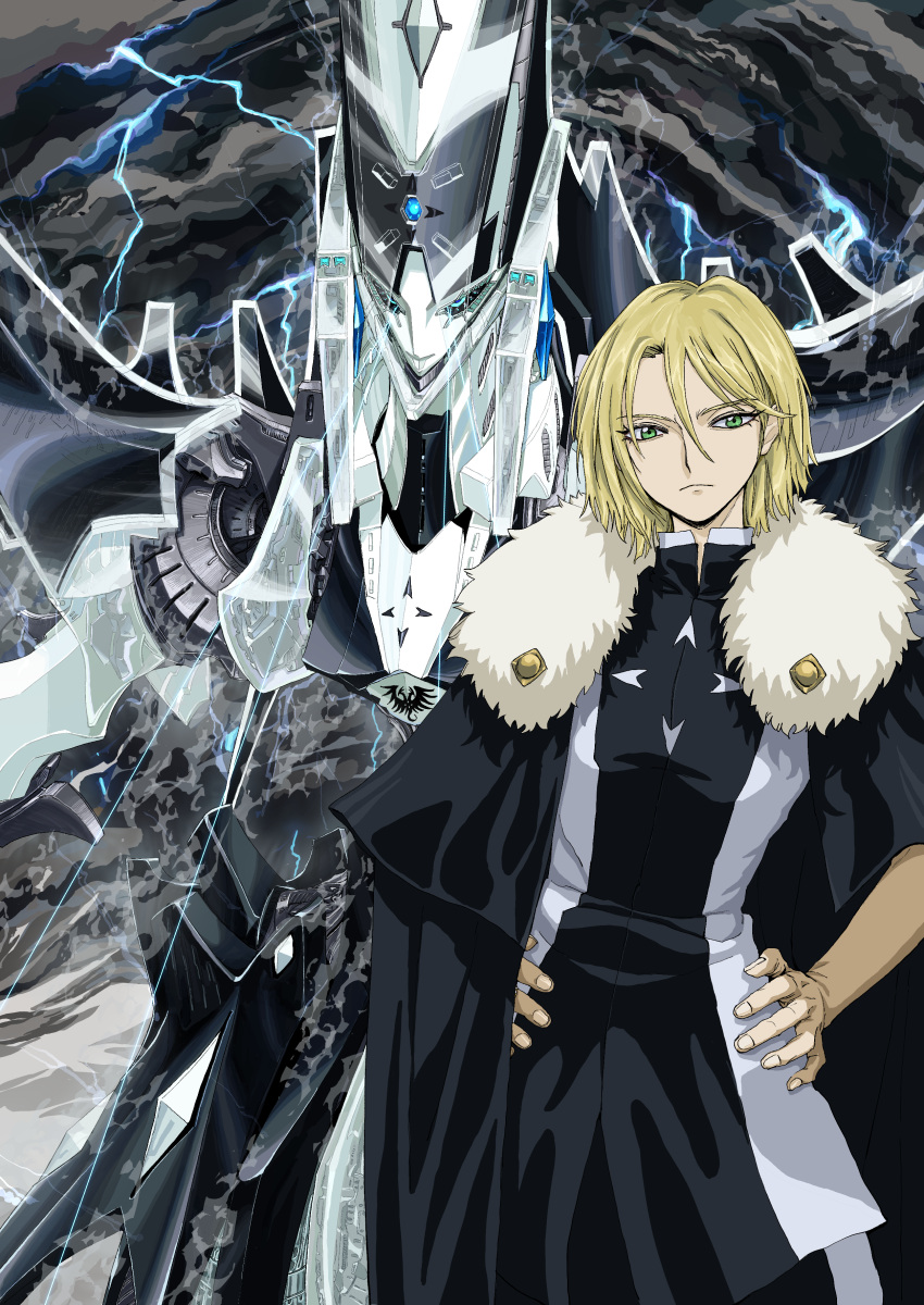 Safebooru - 1boy absurdres black cape black robe blonde hair cape ...