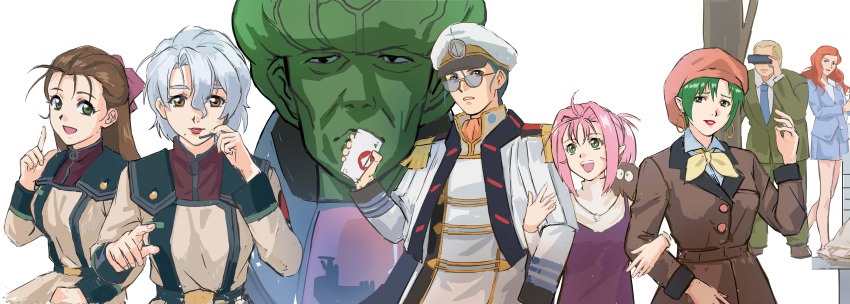 Safebooru - 3boys 5girls absurdres age difference alien bald binoculars ...