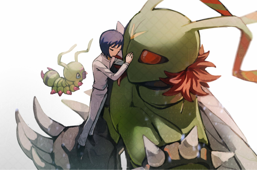 Safebooru - 2boys blue eyes blue hair bug closed eyes digimon digimon ...