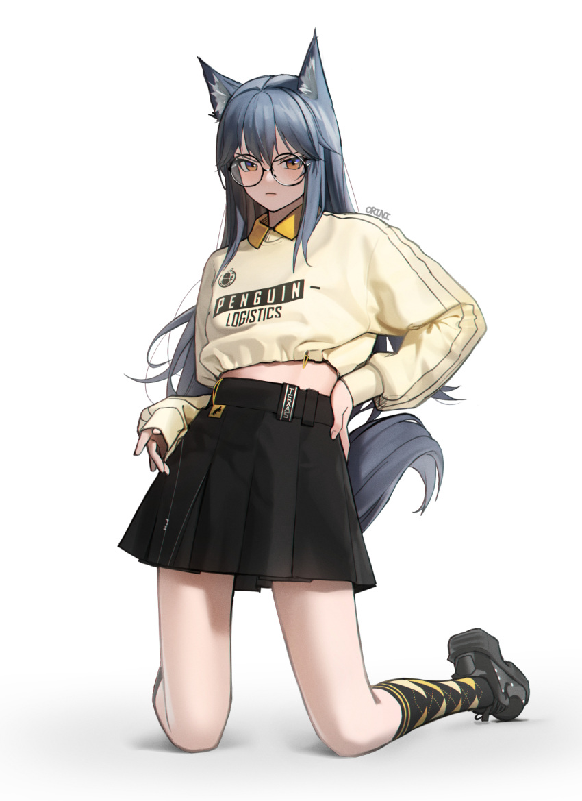 Safebooru - 1girl alternate costume animal ears arknights bespectacled black-framed eyewear ...