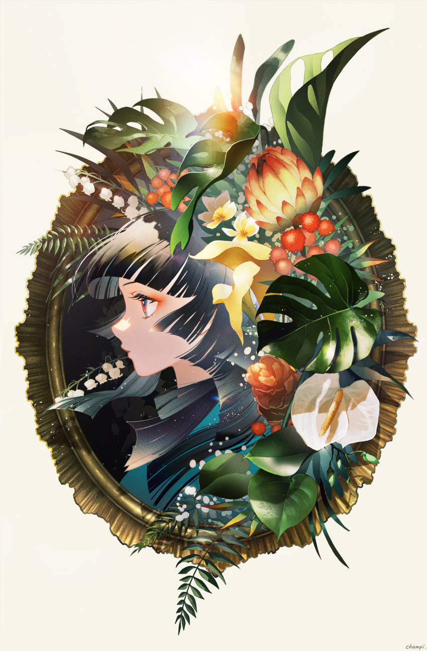 Safebooru - 1girl absurdres black hair blunt bangs blunt ends blunt ...