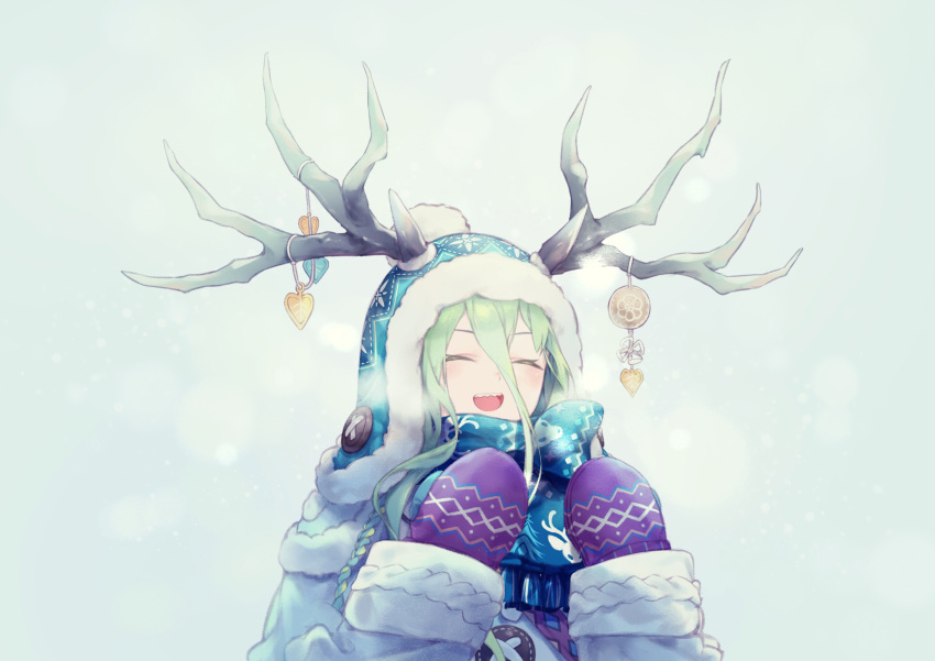 Safebooru - 1girl absurdres antlers blue scarf closed eyes daisi gi ...