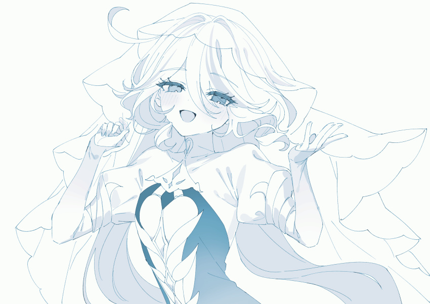 Safebooru - 1girl :d absurdres ahoge blush bridal veil cleavage cutout clothing cutout flat ...