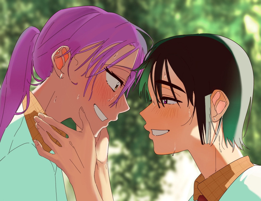 Safebooru - 2girls alien stage black hair blush commentary grin highres long hair mizi (alien ...