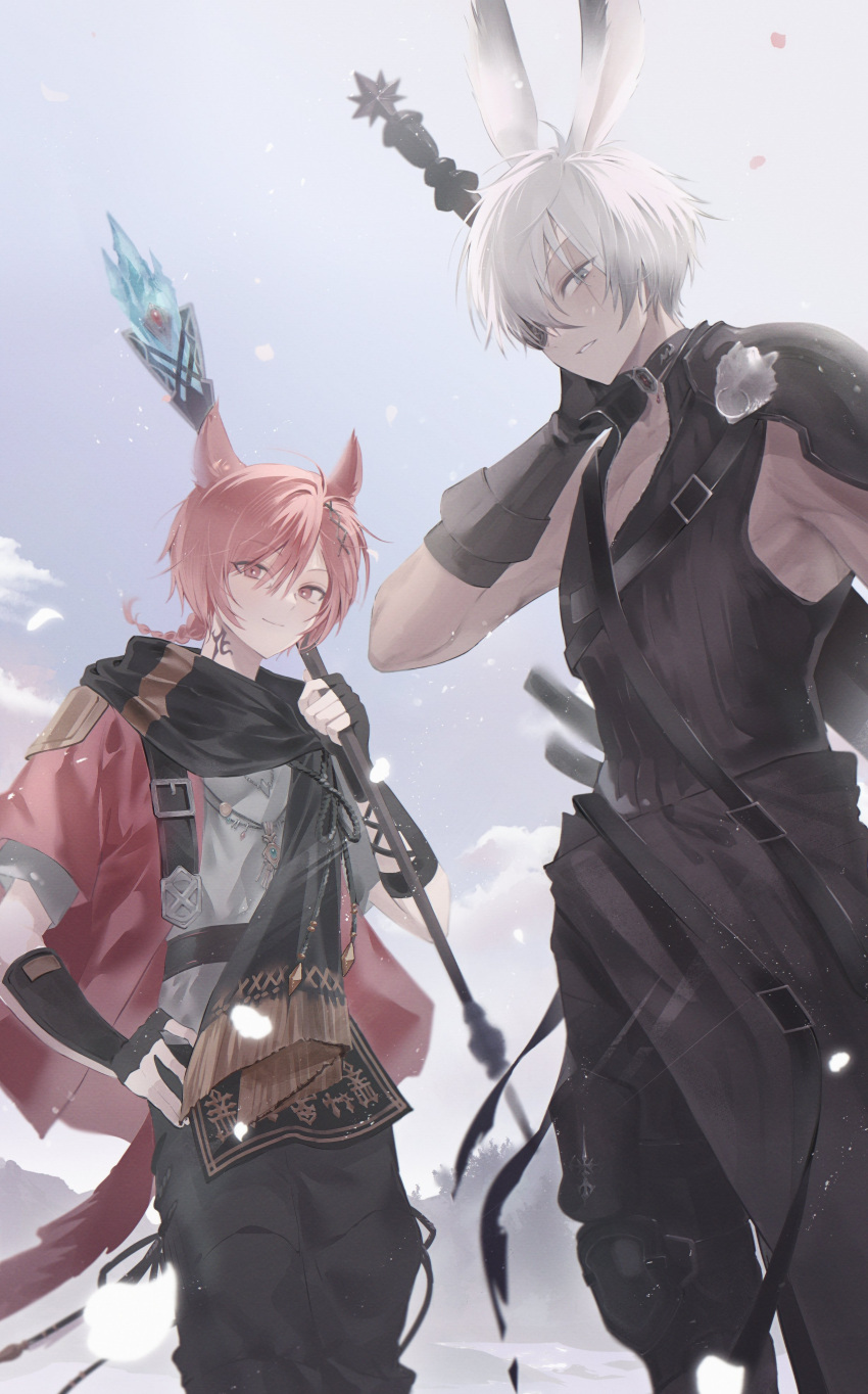 Safebooru - 2boys absurdres animal ears archon mark artist request ...
