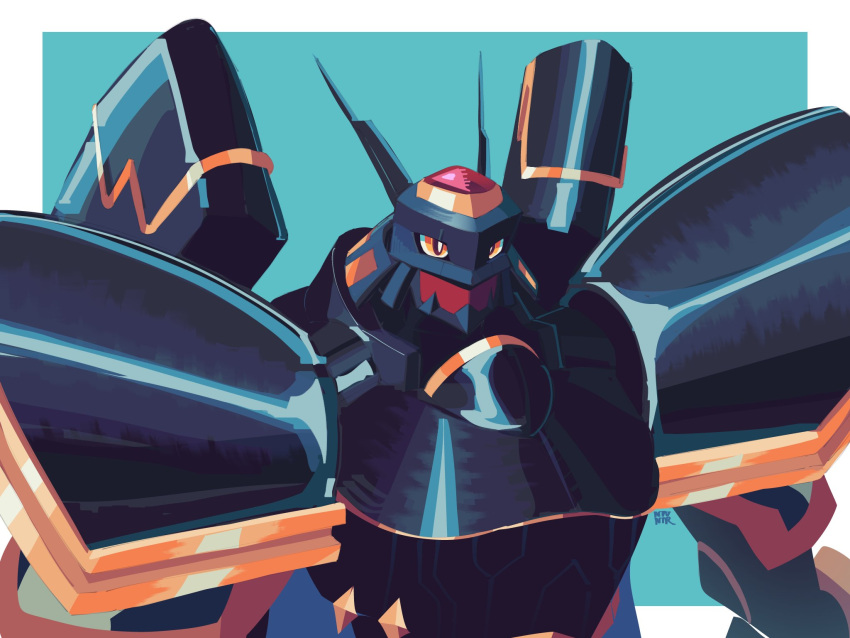 Safebooru - alphamon armor black armor black helm blue background ...