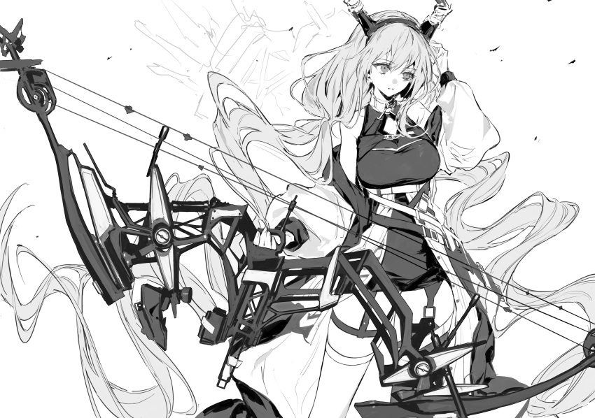 Safebooru 1girl Absurdres Arknights Arm Up Bare Shoulders Bow Weapon 4022