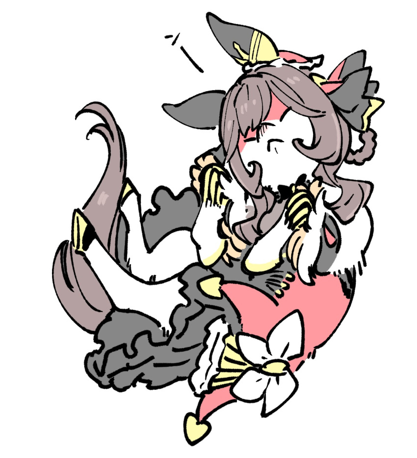 Safebooru - animal ears animalization black bow bow braid braided hair rings brown hair creature ...