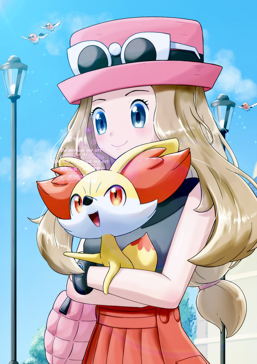 Safebooru - 1girl absurdres bag blonde hair blue eyes bracelet closed mouth clouds collared ...