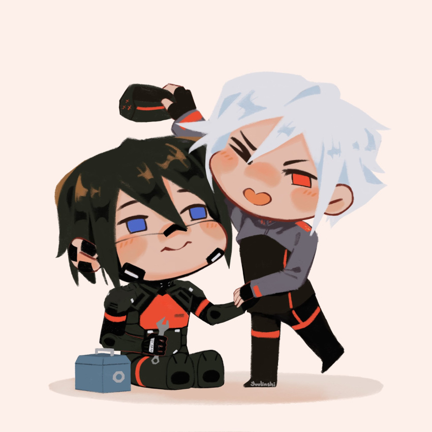 Safebooru - 2girls android ariane yeong black hair blue eyes blush ...