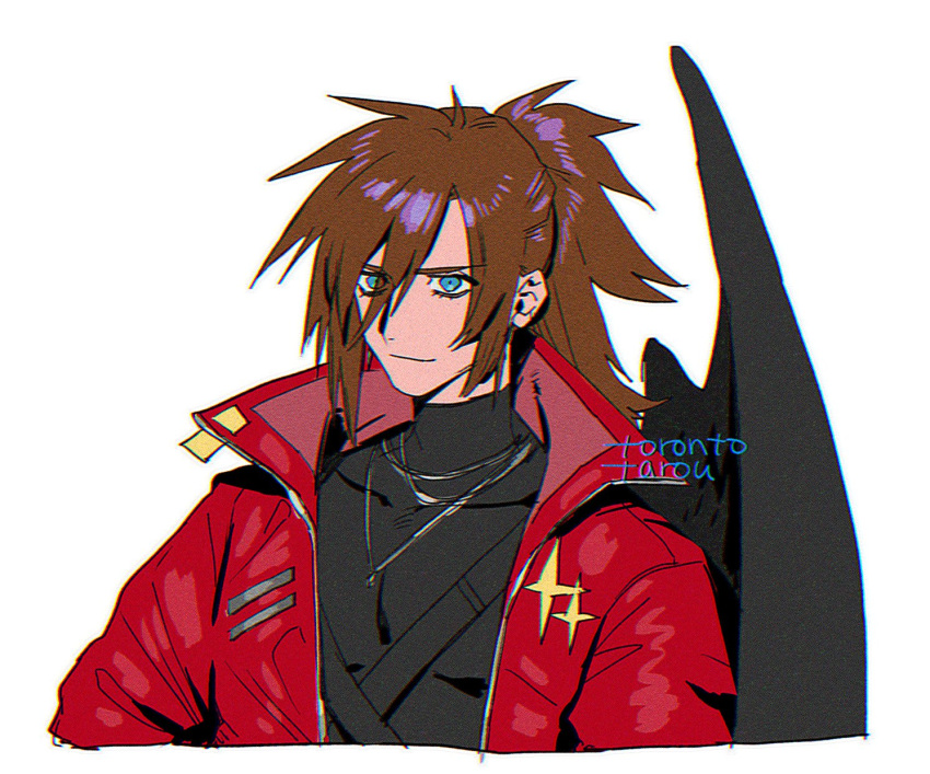 Safebooru - 1boy alternate costume alternate hairstyle black wings blue eyes brown hair chest ...