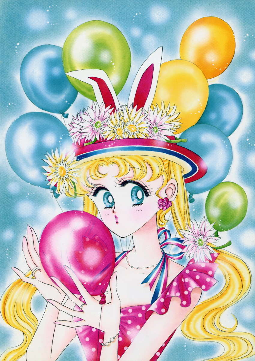 Safebooru - 1990s (style) 1girl absurdres animal ears animal hat artbook balloon bishoujo senshi ...