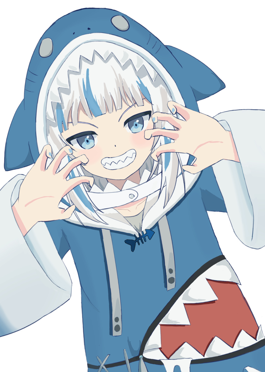 Safebooru - 1girl animal costume animal hood blue eyes blue hoodie blunt bangs gawr gura gawr ...