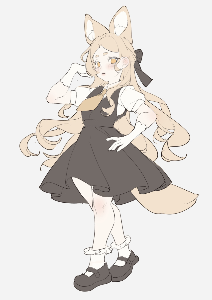 Safebooru - 1girl absurdres animal ears bb panda bb black dress blonde hair blush bobby socks ...