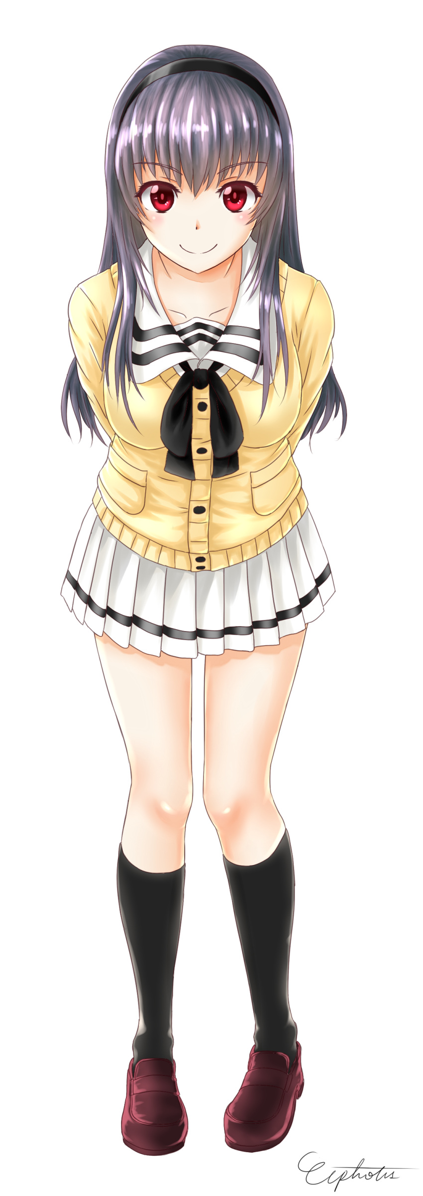 Safebooru - 1girl absurdres arms behind back black bow black bowtie black hair black hairband ...