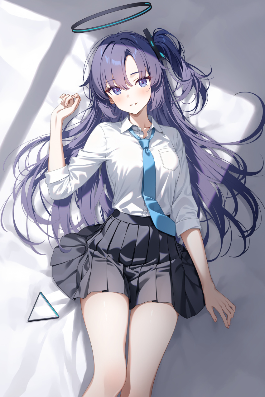 Safebooru - 1girl absurdres black halo black skirt blue archive blue necktie blush collared ...