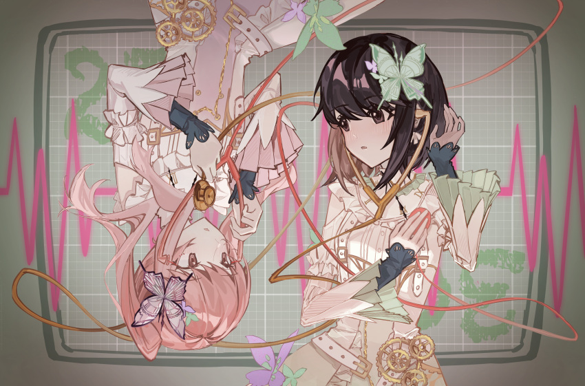 Safebooru - 1girl 1other absurdres akiyama mizuki androgynous belt black hair brown eyes brown ...