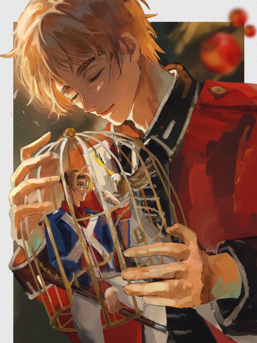 Safebooru - 2boys ahoge america (hetalia) axis powers hetalia bald eagle beak bird black ...