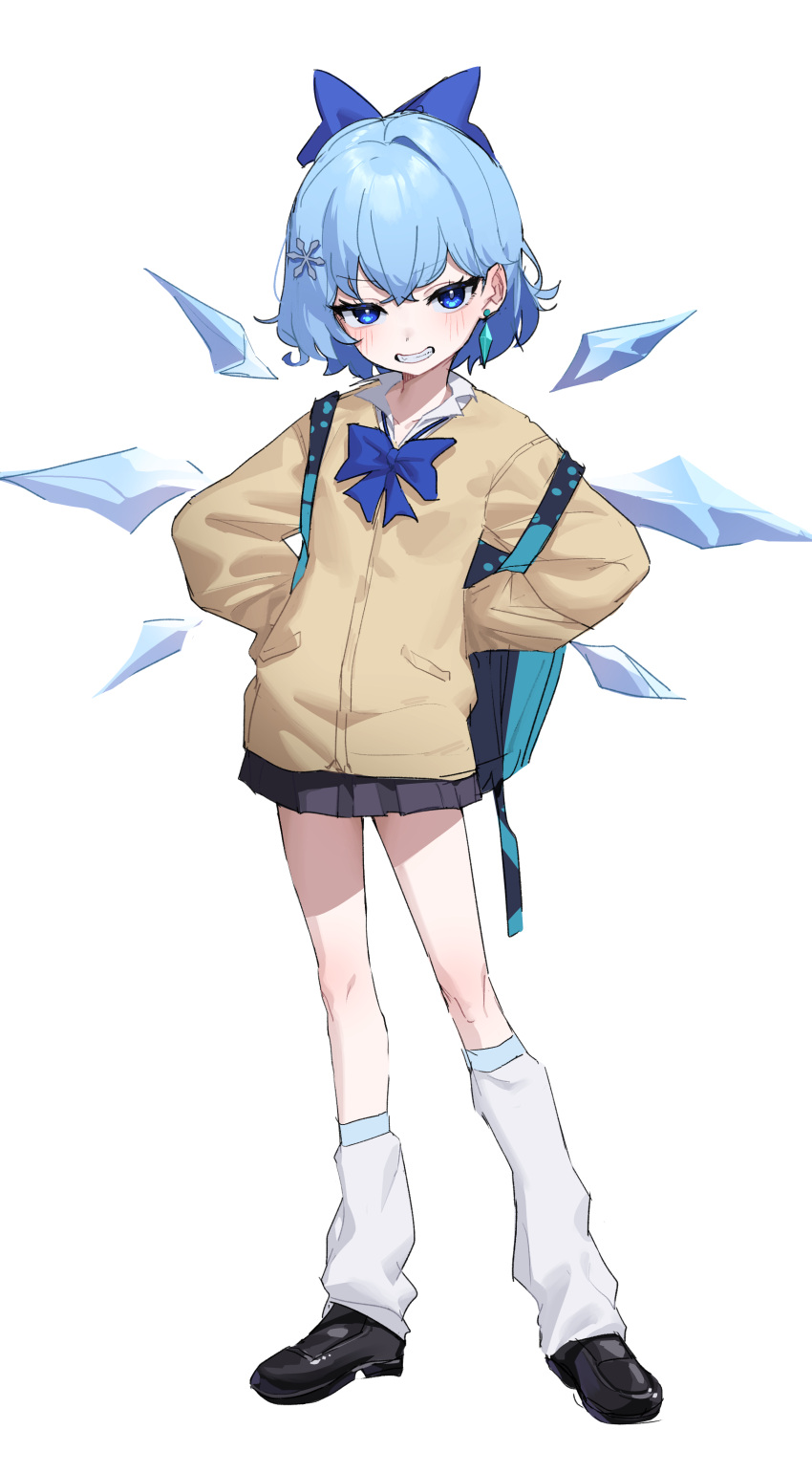 Safebooru - 1girl absurdres alternate costume asymmetrical legwear backpack bag black shoes ...