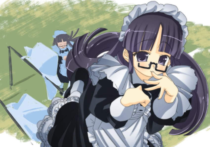 Safebooru 1girl Apron Black Dress Blunt Bangs Blush Closed Eyes 0312