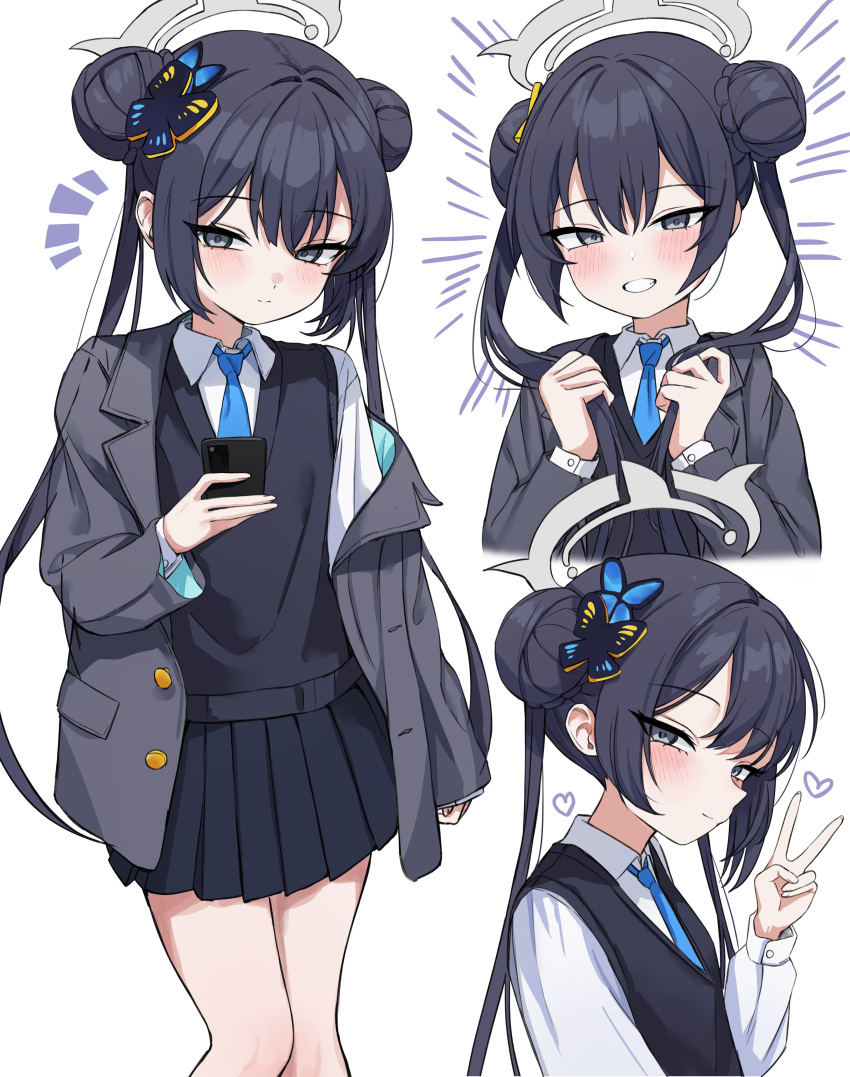 Safebooru - 1girl absurdres black hair black jacket black skirt black vest blue archive blue ...