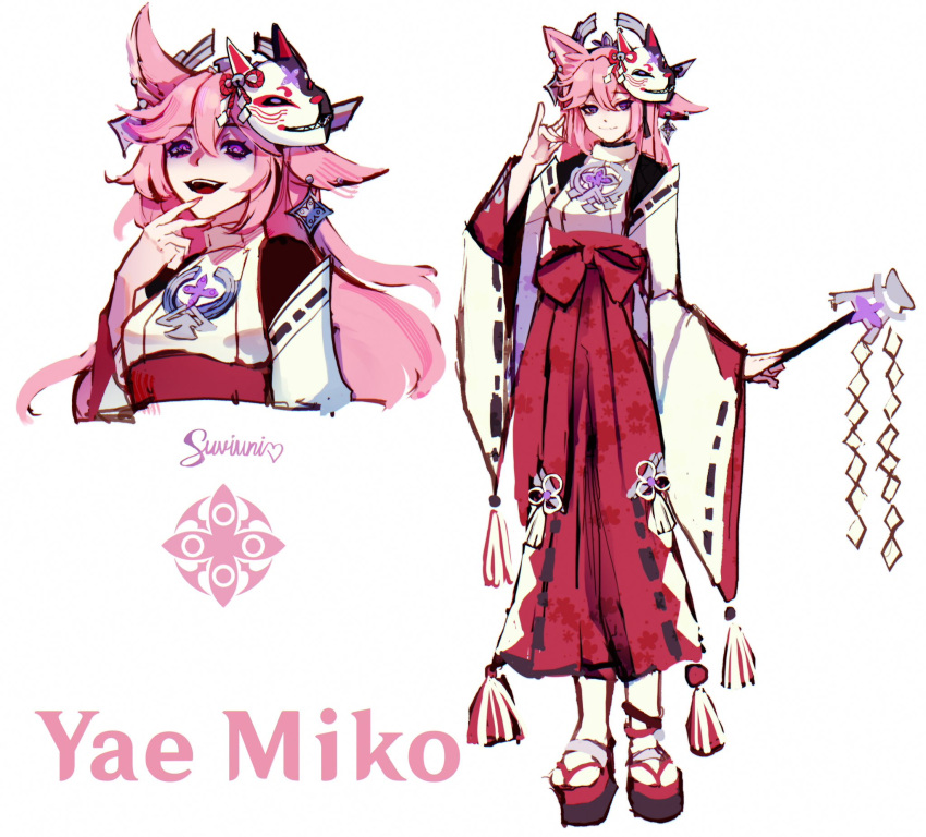 Safebooru - 1girl :d animal ears fatui logo fox ears genshin impact ...