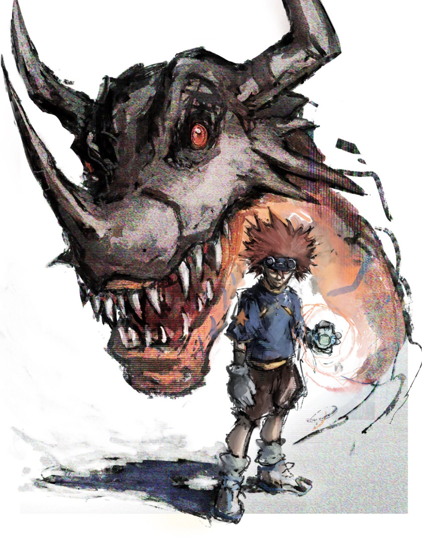 Safebooru - 1boy blue shirt brown eyes brown hair brown shorts digimon ...