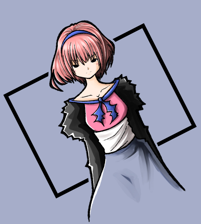 Safebooru - 1girl absurdres arms at sides black eyes black sleeves blue hairband closed mouth ...