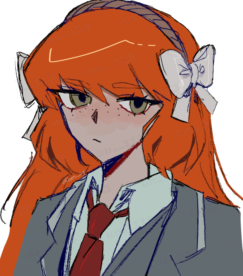 Safebooru - 1girl absurdres expressionless freckles grey jacket highres ...