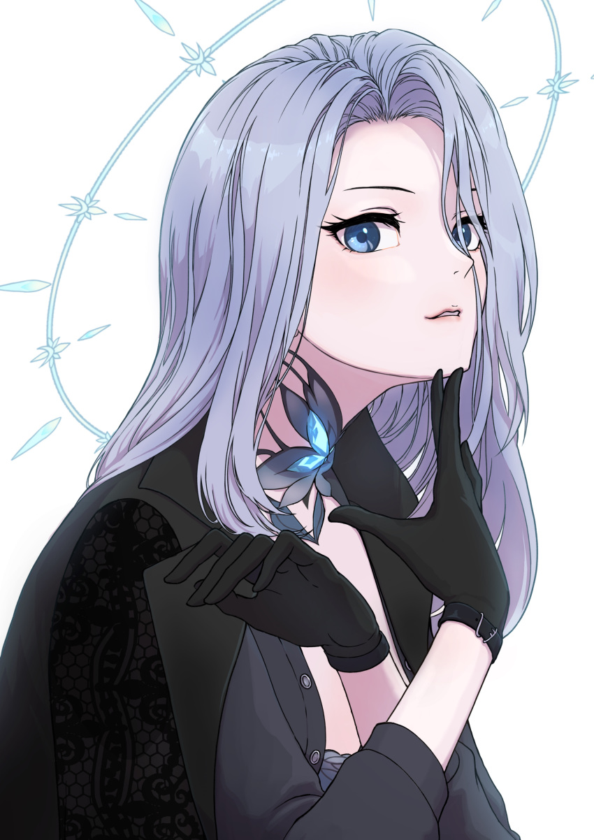 Safebooru - absurdres black gloves blue eyes english commentary gloves highres monarch (amalee ...