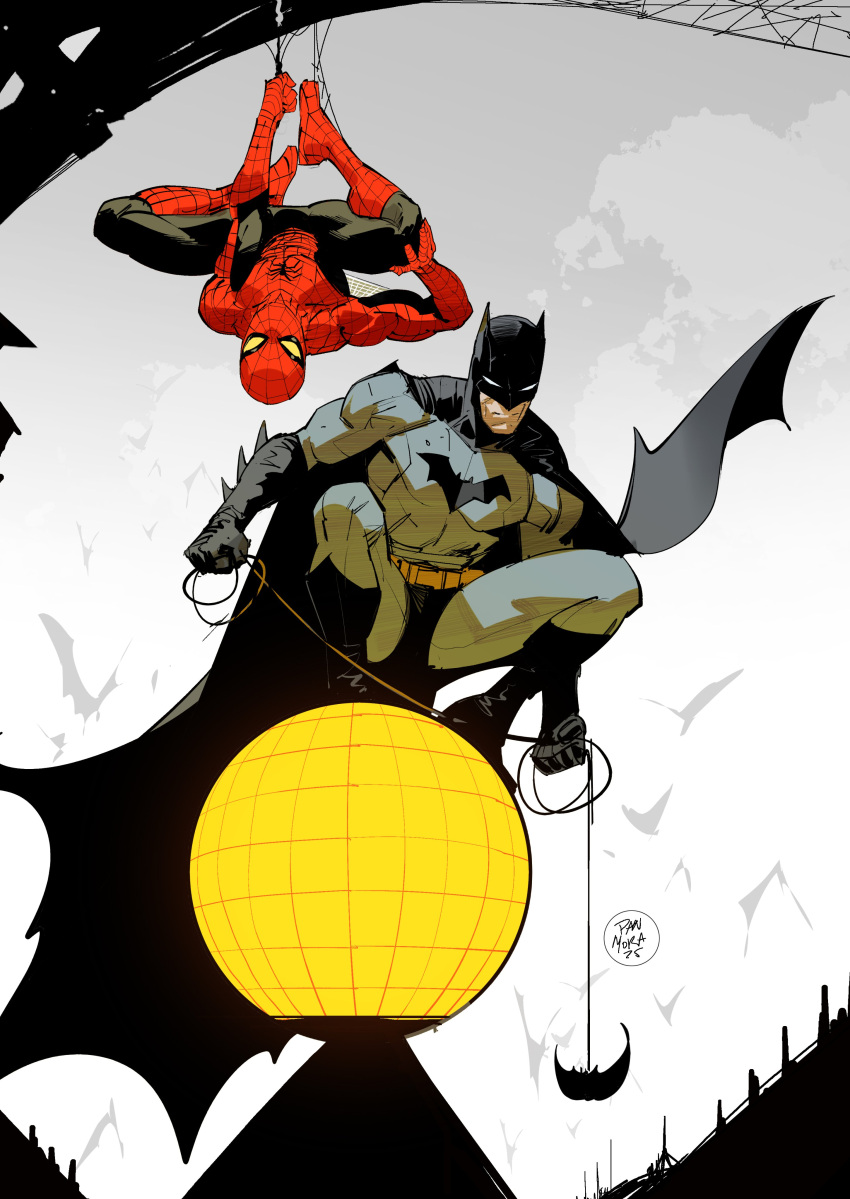 Safebooru - 2boys absurdres batarang batman batman (series) black boots ...