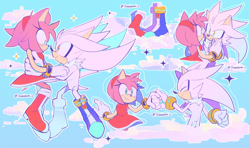 Safebooru - 1boy 1girl amy rose animal ears blue sky blush clouds dumbkami 2 flying furry furry ...