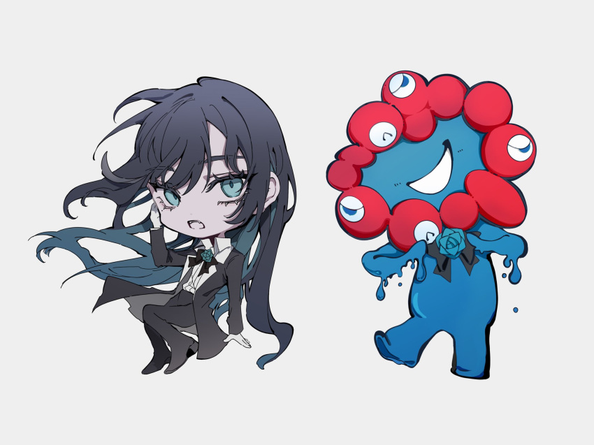 Safebooru - 1girl 1other ado (utaite) black bow black bowtie black coat ...