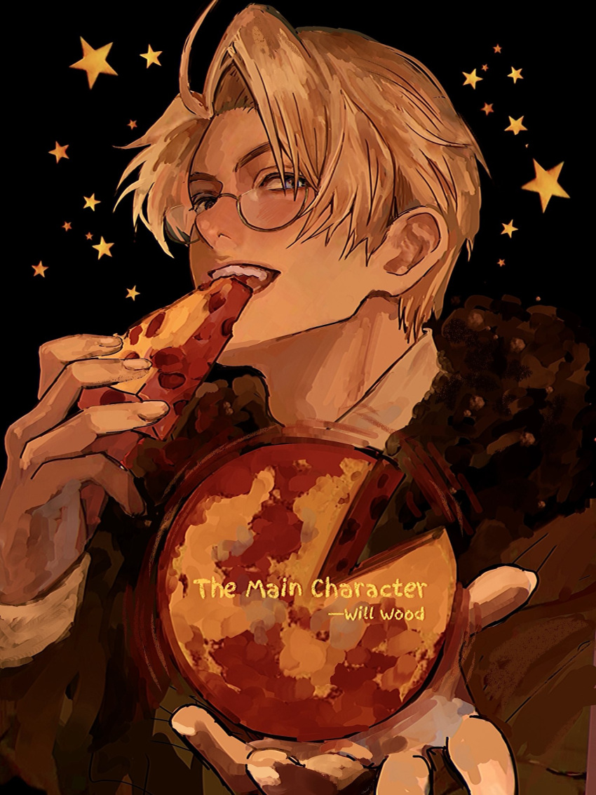 Safebooru - 1boy ahoge america (hetalia) axis powers hetalia black background blonde hair blue ...