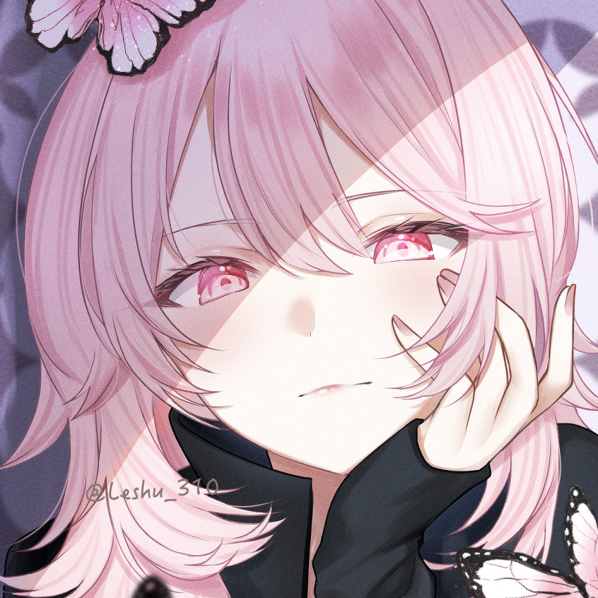 Safebooru - 1other akiyama mizuki bug butterfly hand on own cheek hand ...
