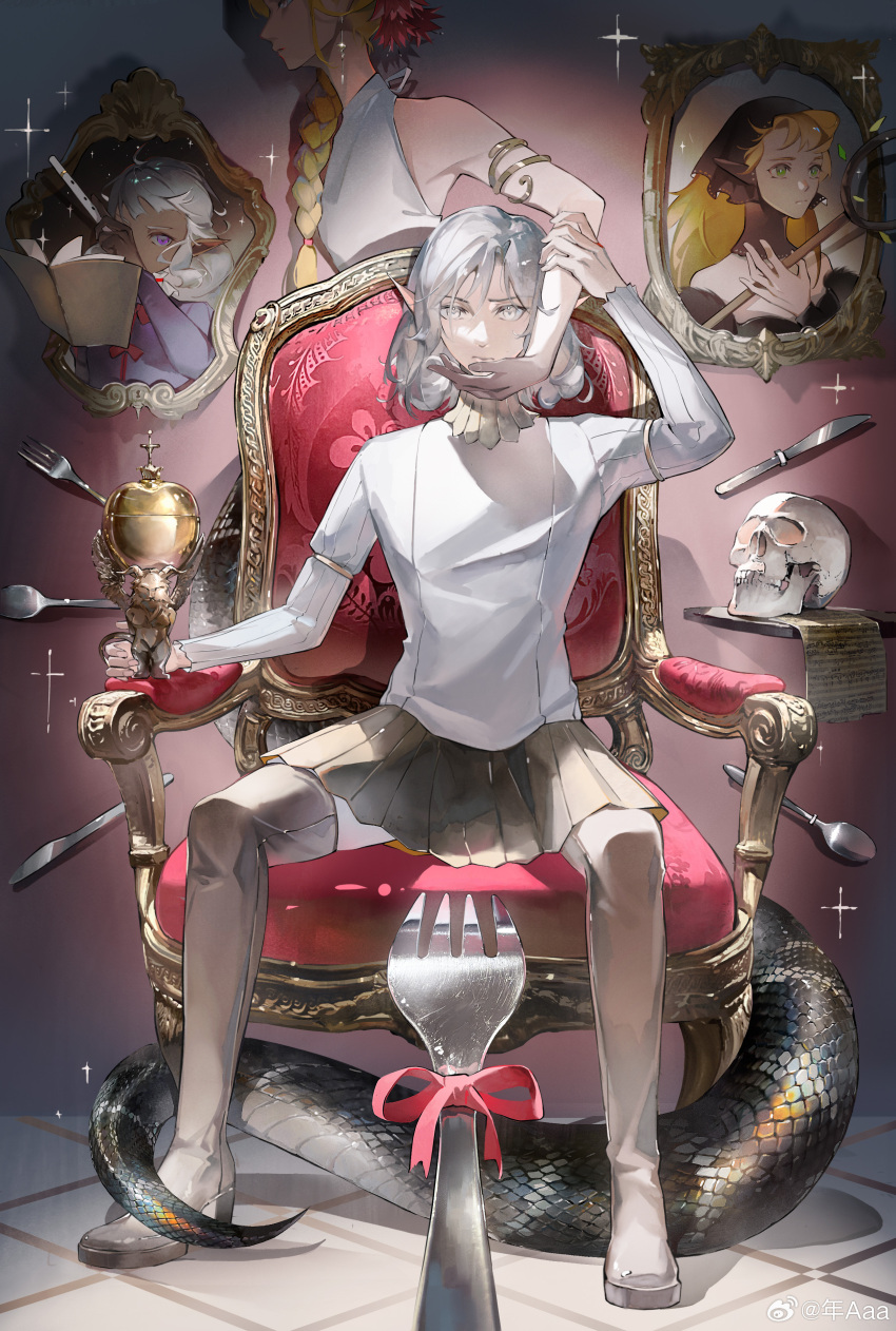 Safebooru - 2boys 2girls absurdres ambrosia (dungeon meshi) arm grab armlet bare shoulders ...