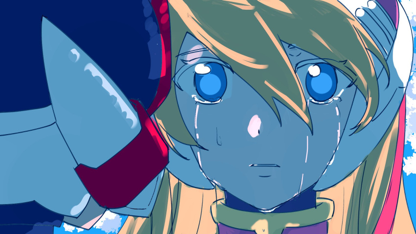 Safebooru - 1boy 1girl blonde hair ciel (mega man) close-up crying crying with eyes open face-to ...