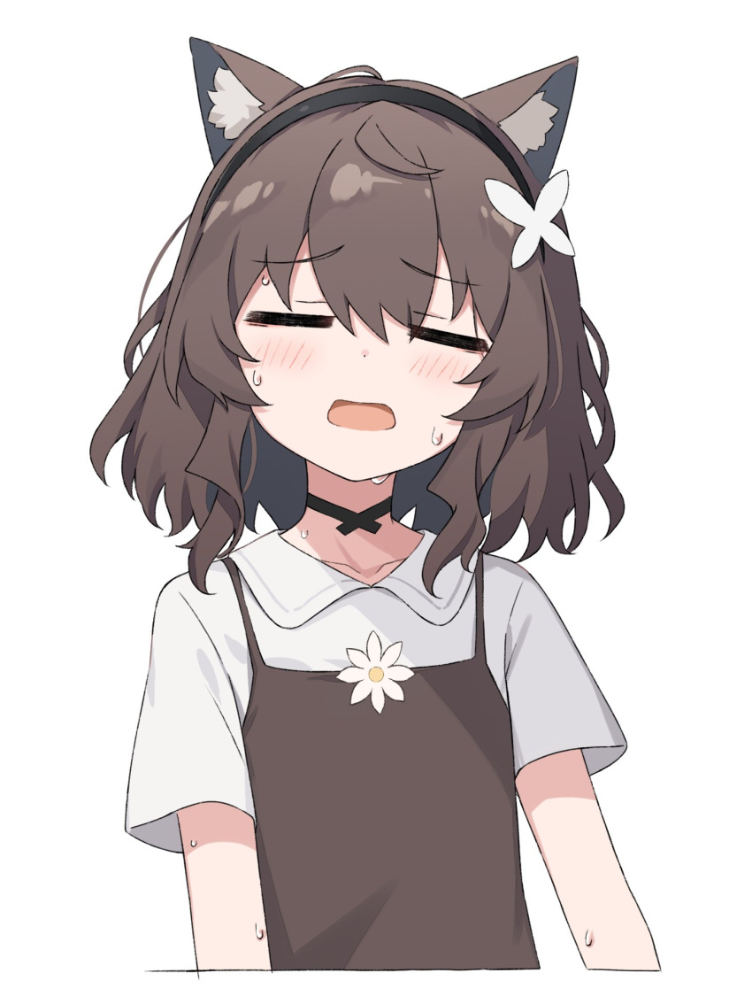 Safebooru - 1girl animal ears black hairband brown camisole brown hair ...