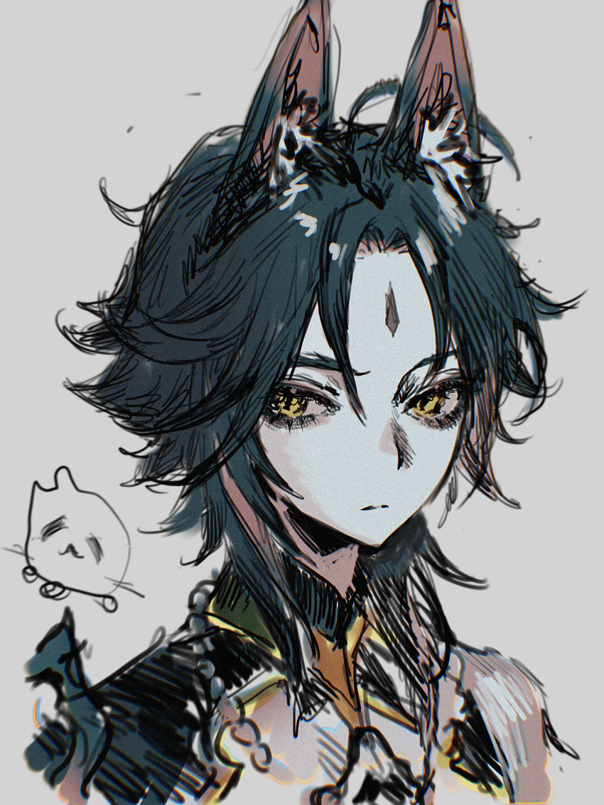 Safebooru - 1boy animal ear fluff animal ears black hair cat boy cat ears closed mouth ...