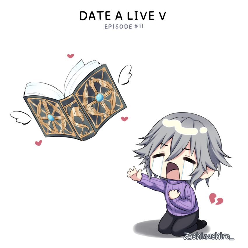 Safebooru - 1girl book broken heart chibi closed eyes crying date a ...