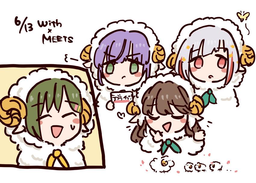 Safebooru - 4girls ^ ^ animal costume brown hair closed eyes closed ...