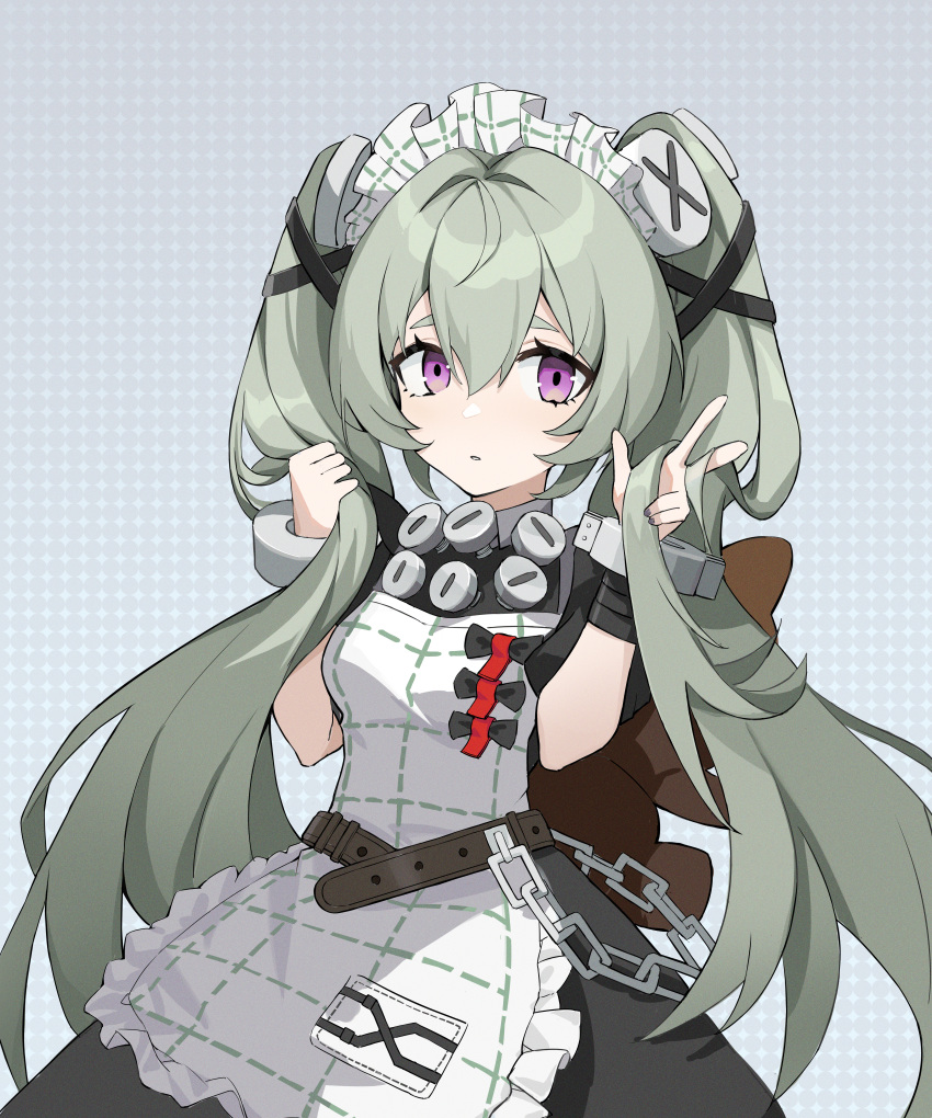 Safebooru - 1girl absurdres apron belt black dress breasts brown belt chain commentary corin ...